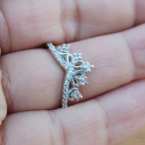 Princess Crown V Shape Ring, Tiara Ring, Princess Crown Ring, Sterling ...