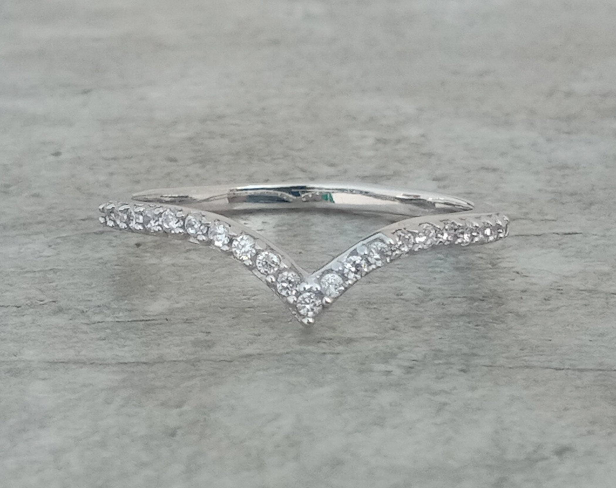 V Shape Chevron Unique Curved Wedding Band Ring Sterling | Etsy