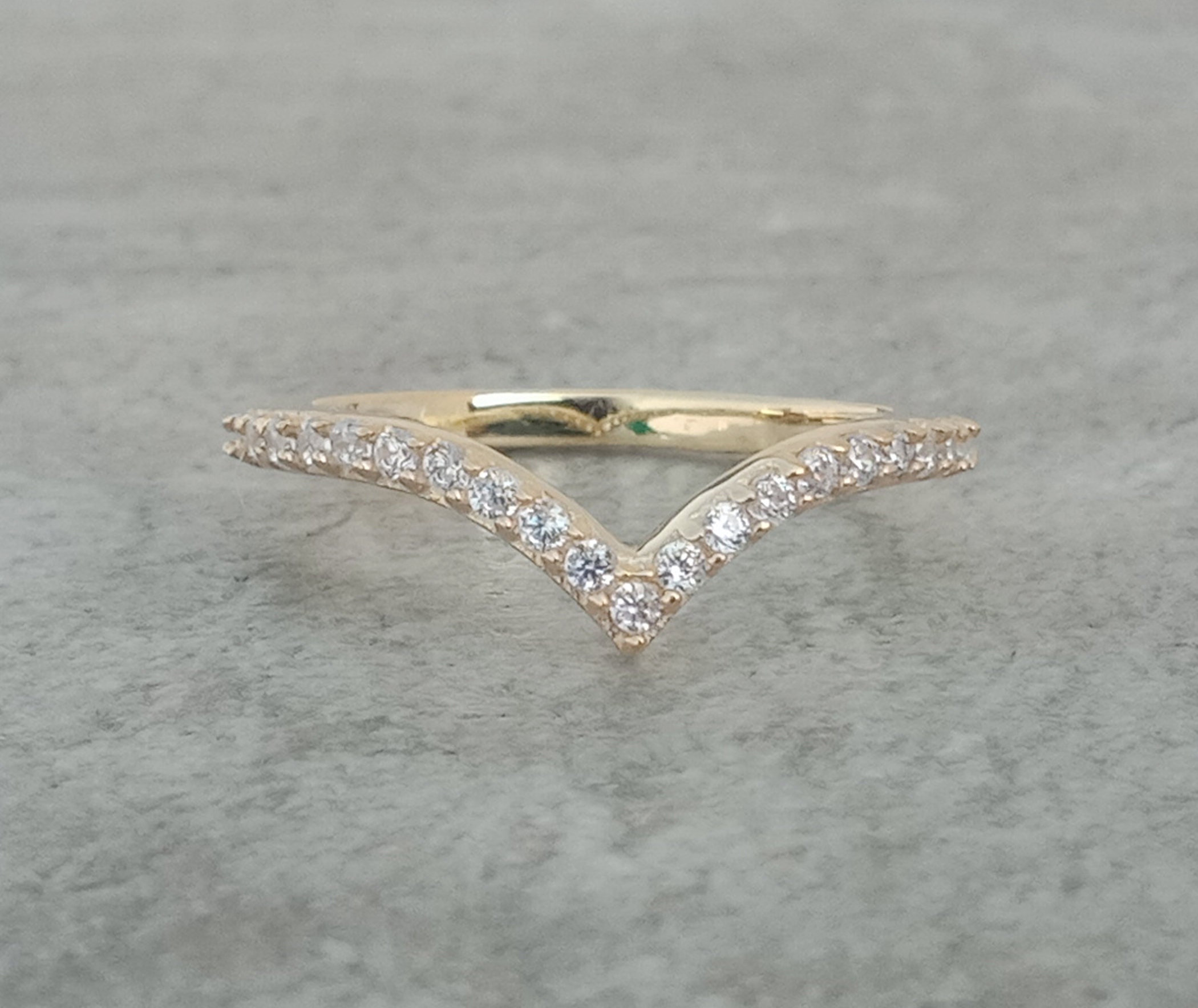 V Shape Chevron Unique Curved Wedding Band Ring Sterling | Etsy