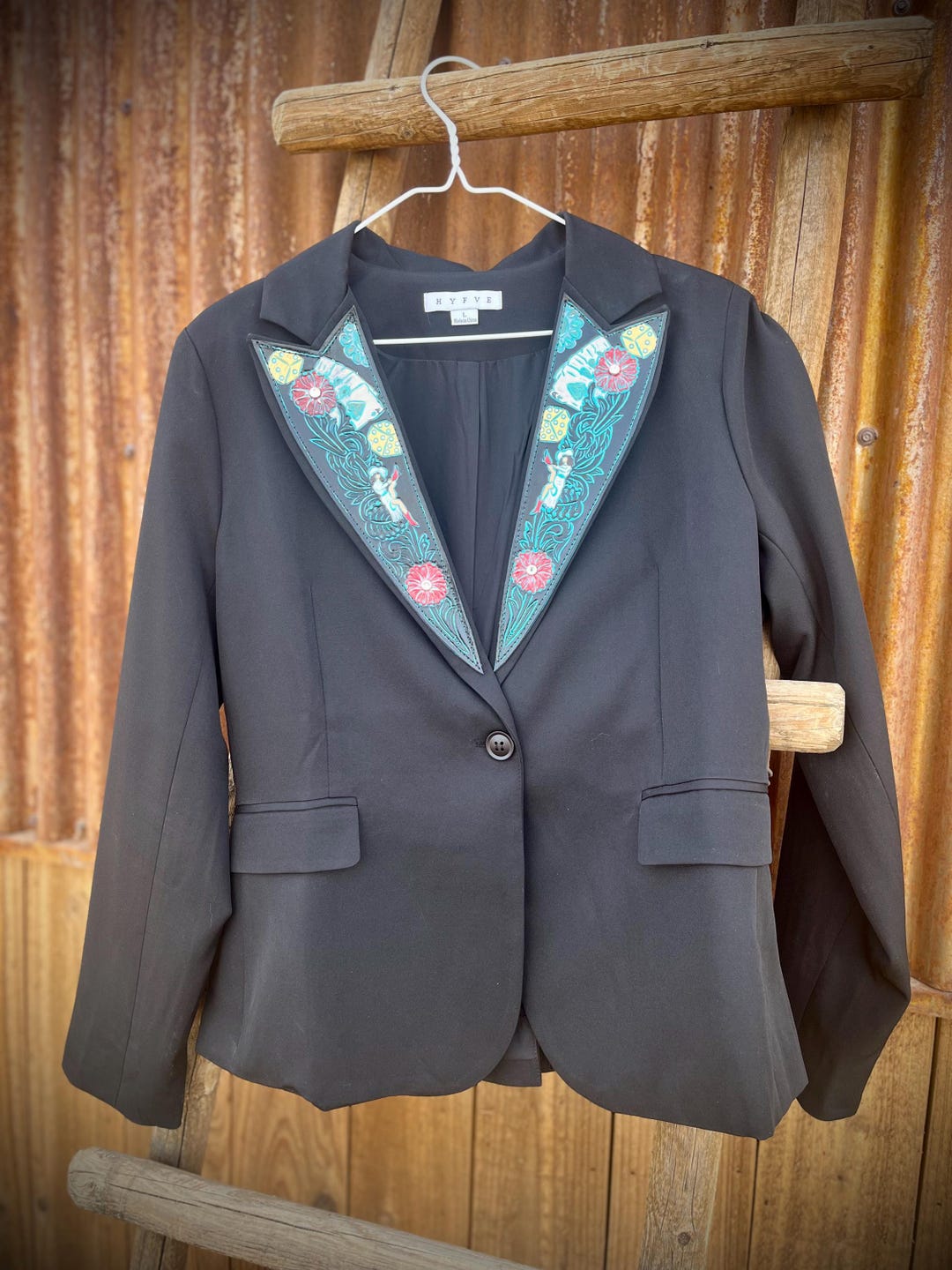 Custom Leather Tooled Large Womens Blazer - Etsy