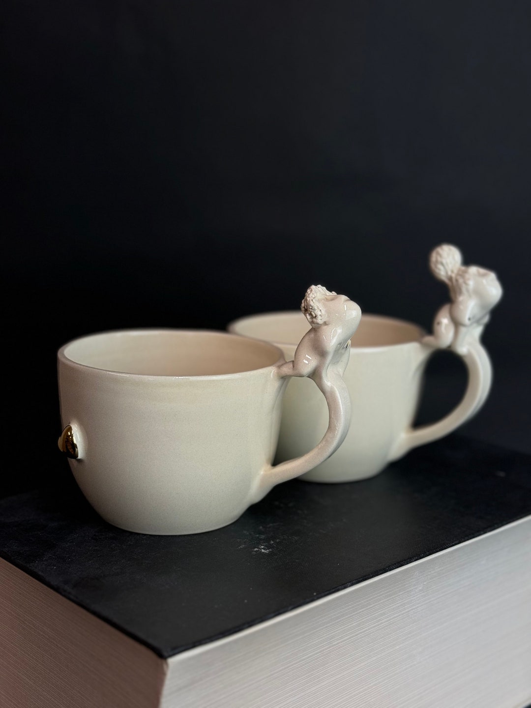 Set of 2 Kissing Couple Tea Mugs Handmade Ceramic Couple Cups - Etsy