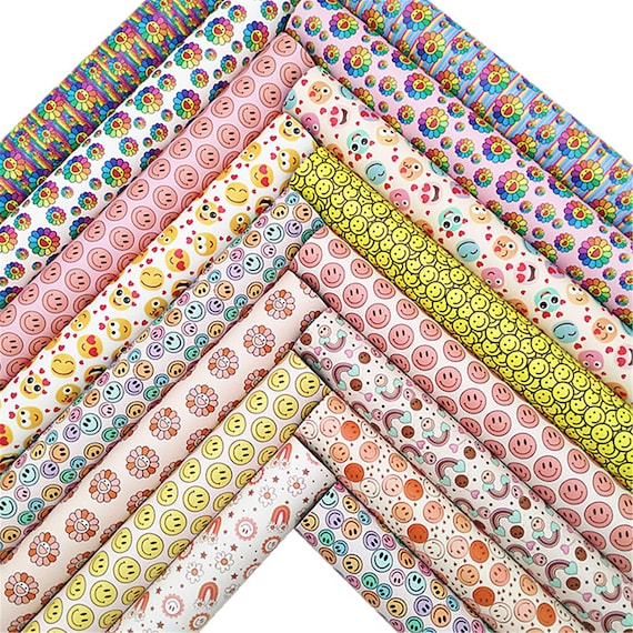 Smiley Face Faux Leather Sheets Synthetic Leather Fabric - Etsy