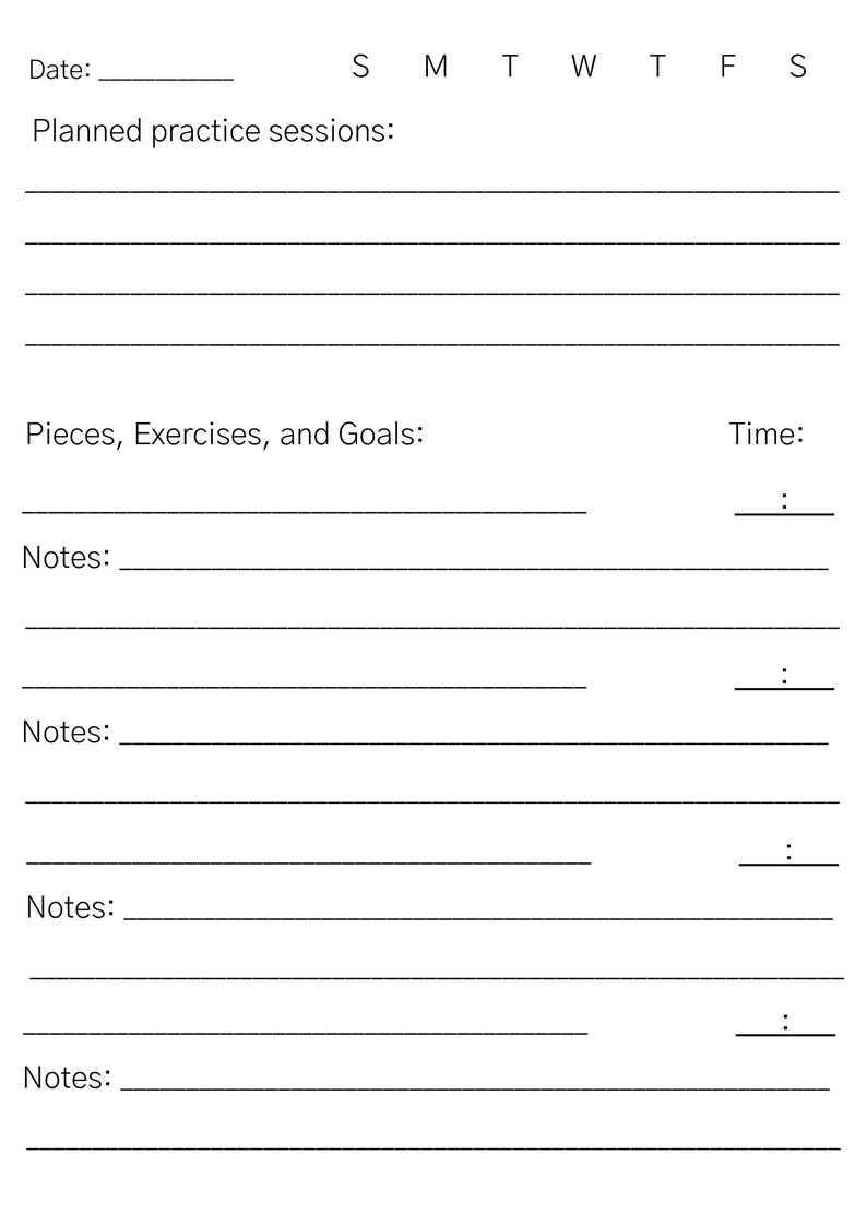 Digital Practice Journals for Musicians - Minimalist Planner for ...