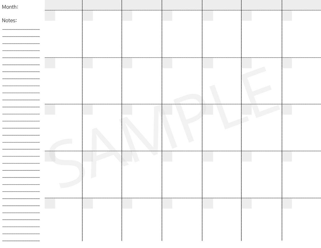 Month Planner for Digital Download - Minimalist Monthly Open Calendar ...