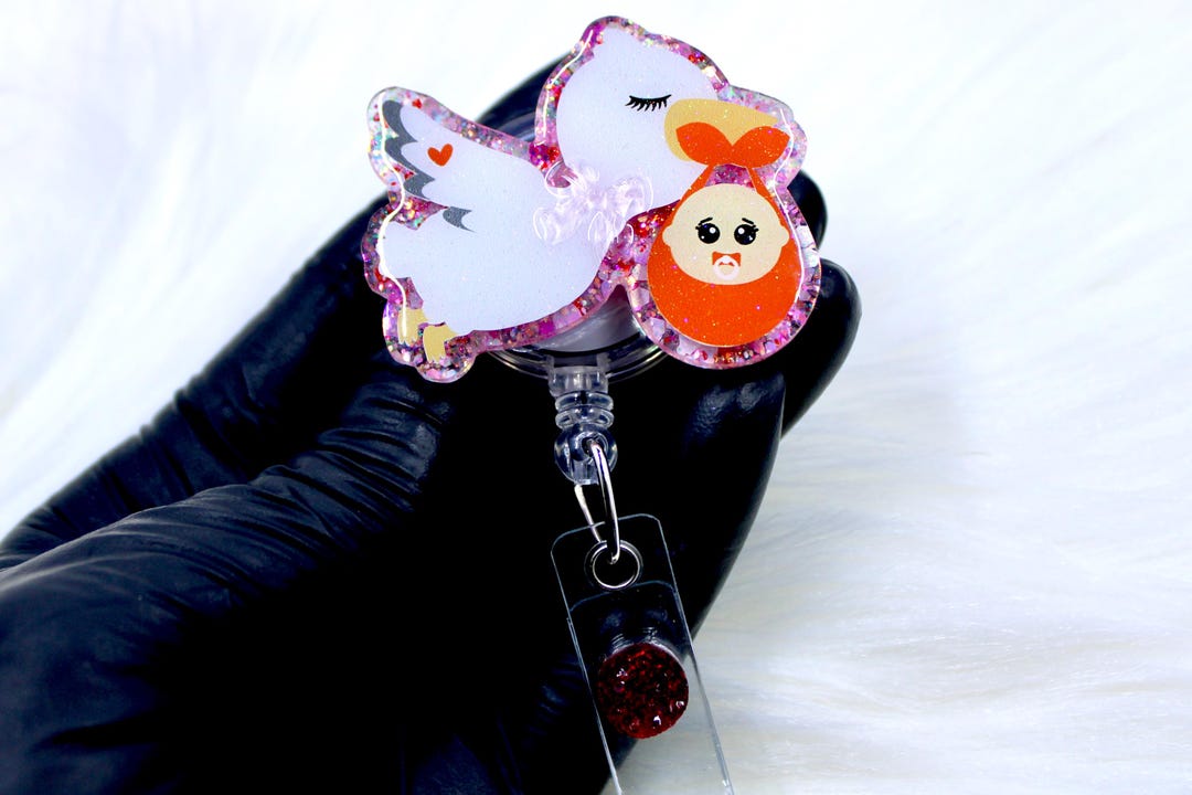 Stork Badge Reel, Labor and Delivery Badge Reel, Badge Reel, Midwife ...