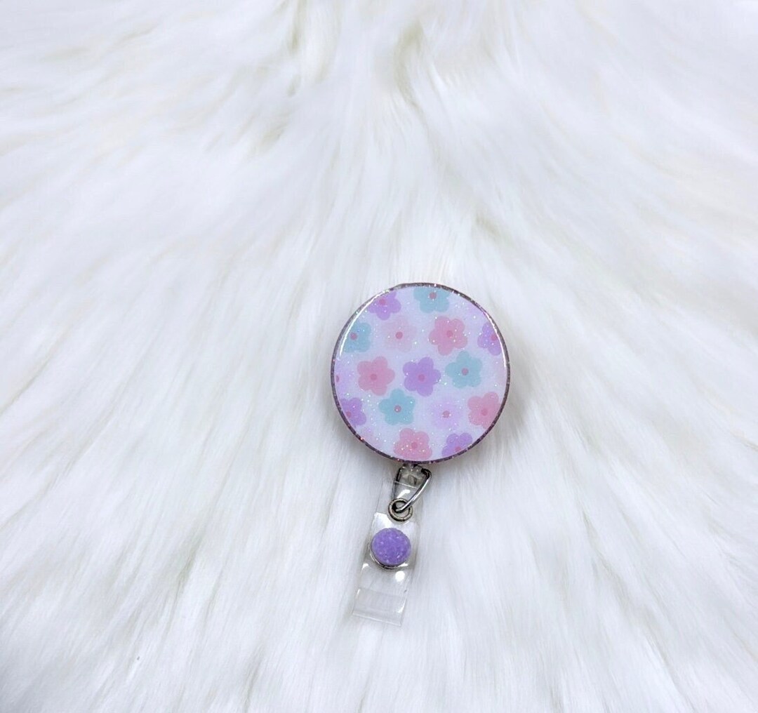 Circle Badge Reel, Spring Badge Reel, Cute Badge Reel, Flower Badge ...