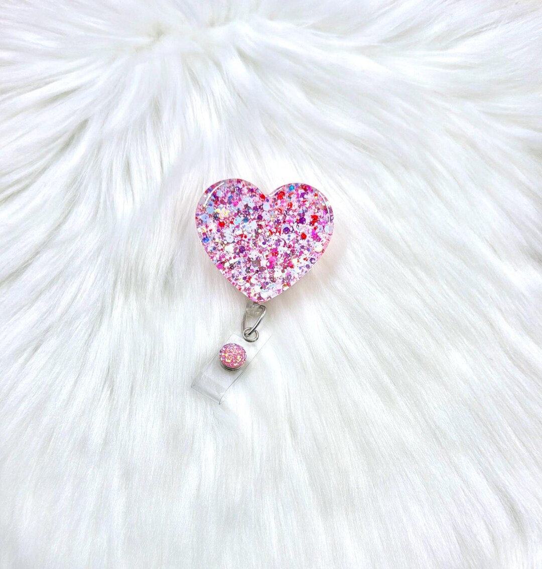 Glitter Heart Badge Reel, Nurse Badge Reel, ID Badge Holder, Glitter ...