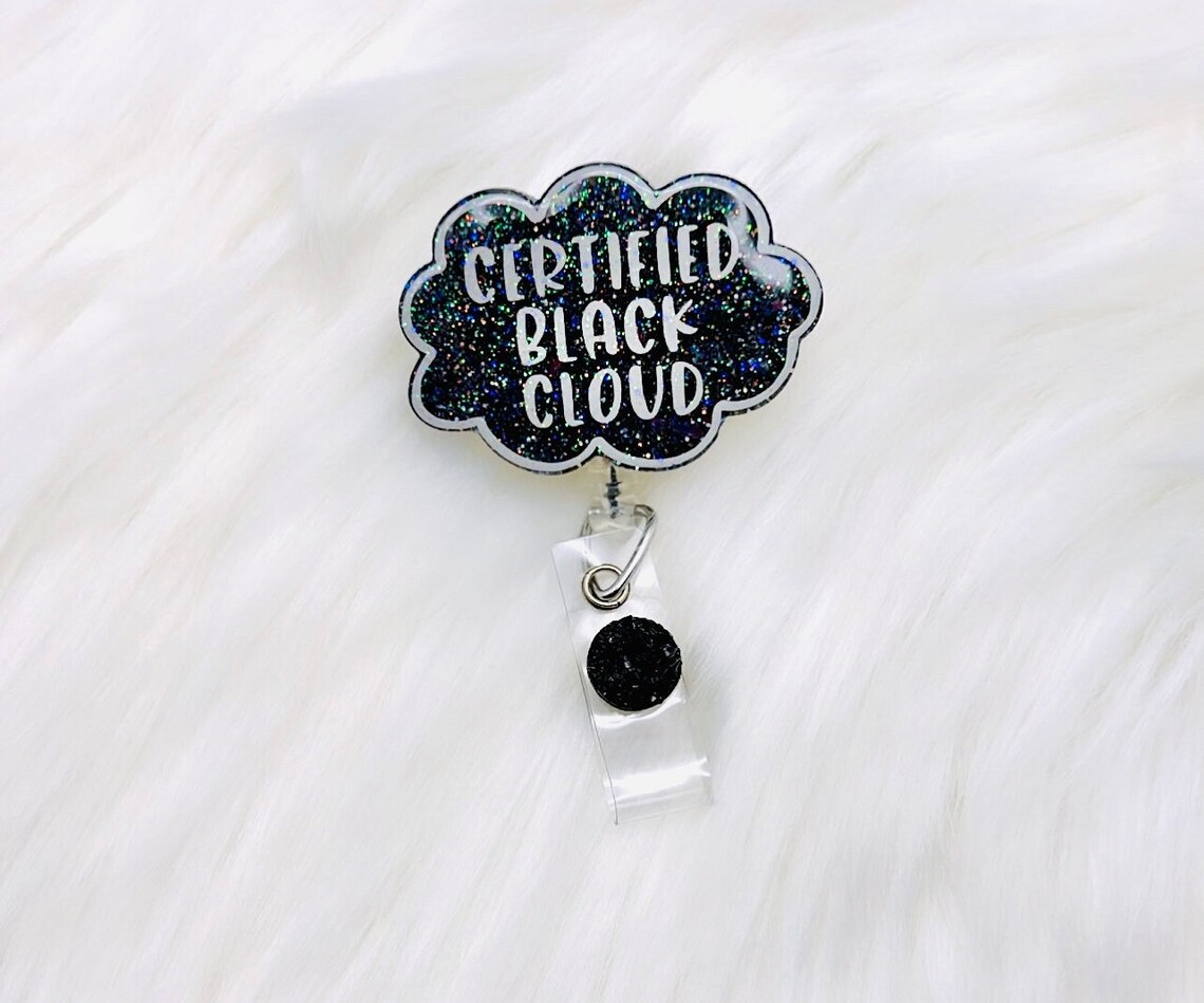 Certified Black Cloud Badge Reel, Badge Reel Nurse, Badge Reel, Medical ...
