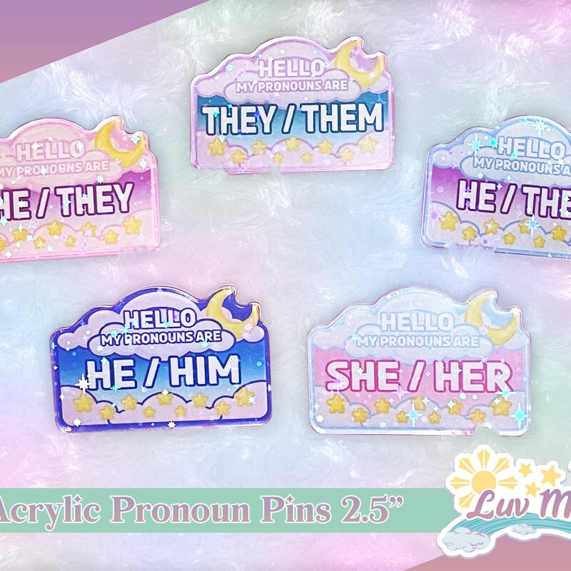 Pronoun Pins - Etsy