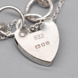 Vintage British (ASJ) Solid Silver Bracelet With Heart Padlock Closure ...