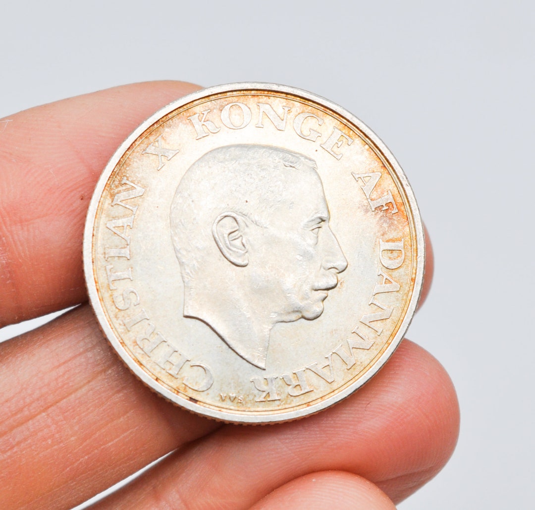 Vintage 1937 Danish 800 Silver Jubilee 2 Kroner Coin "25th Anniversary ...