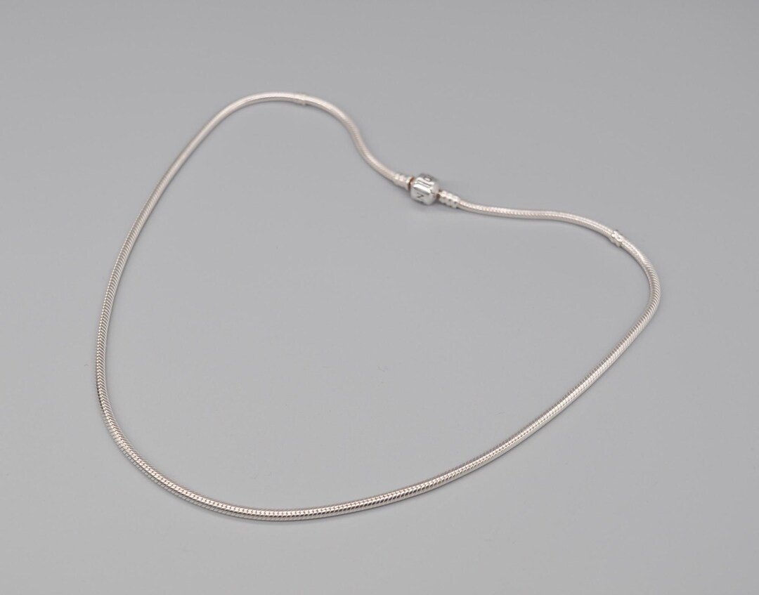 PANDORA ALE Classic 925 Sterling Silver Barrel Clasp Necklace Without ...