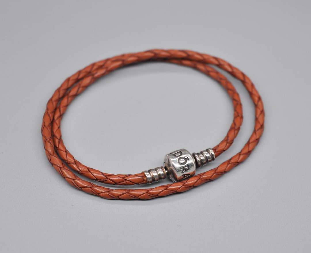PANDORA Brown Leather 925 Sterling Silver Bracelet Without Charms ...