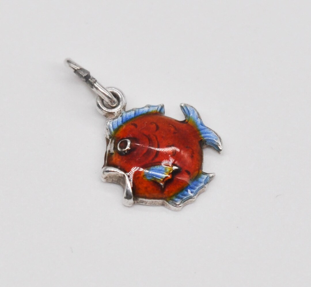 Vintage Enamel 835 Solid Silver Fish Pendant, Charm. - Etsy