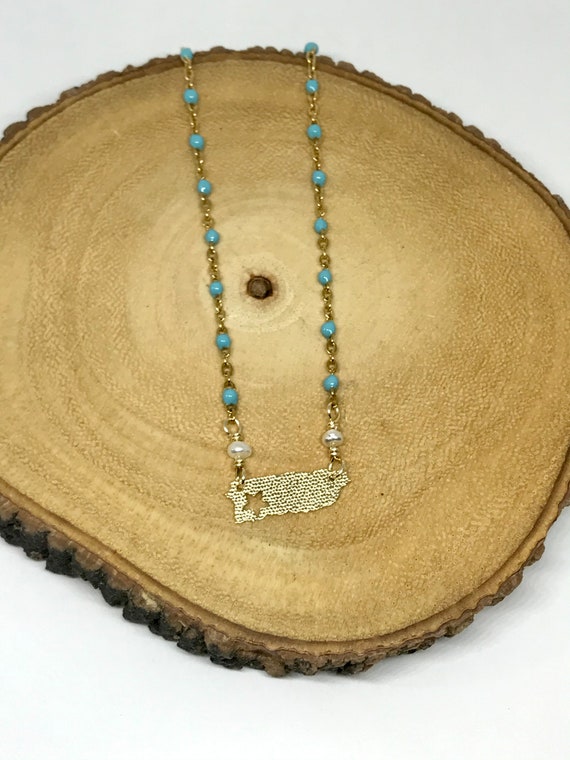 Puerto Rico Charm Gold Stainless Steel Chain | Etsy