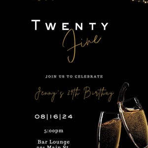 Twenty Fine Birthday Invitation, 29th Birthday Party, 25th Birthday ...
