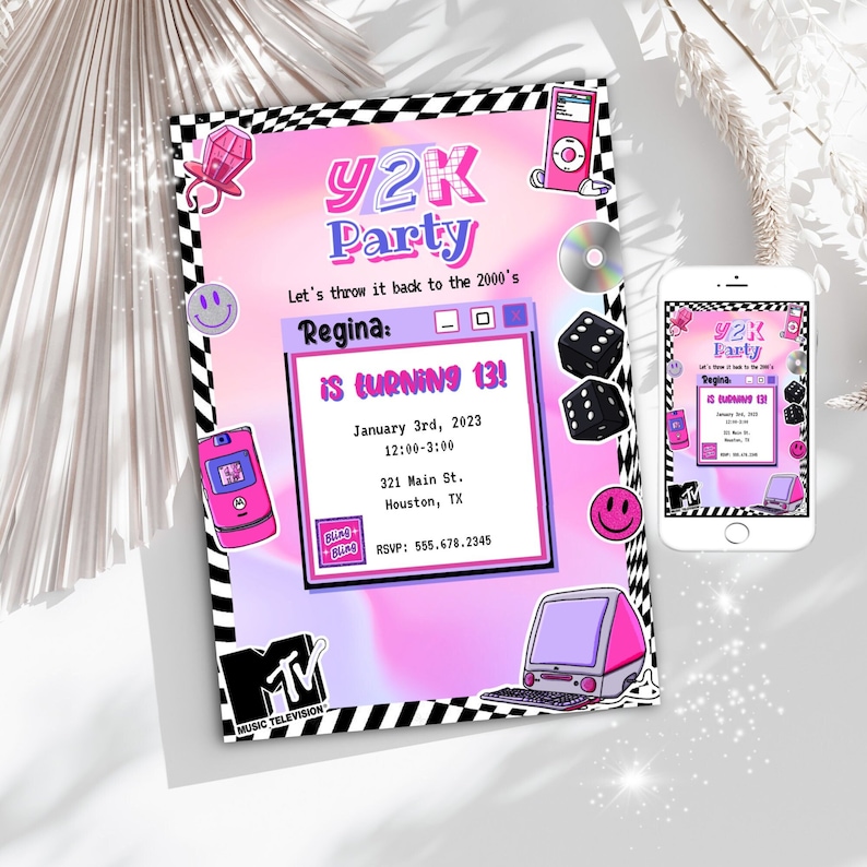 Y2K Birthday Party Invitation, 2000s Birthday Invitation, 00s Party ...