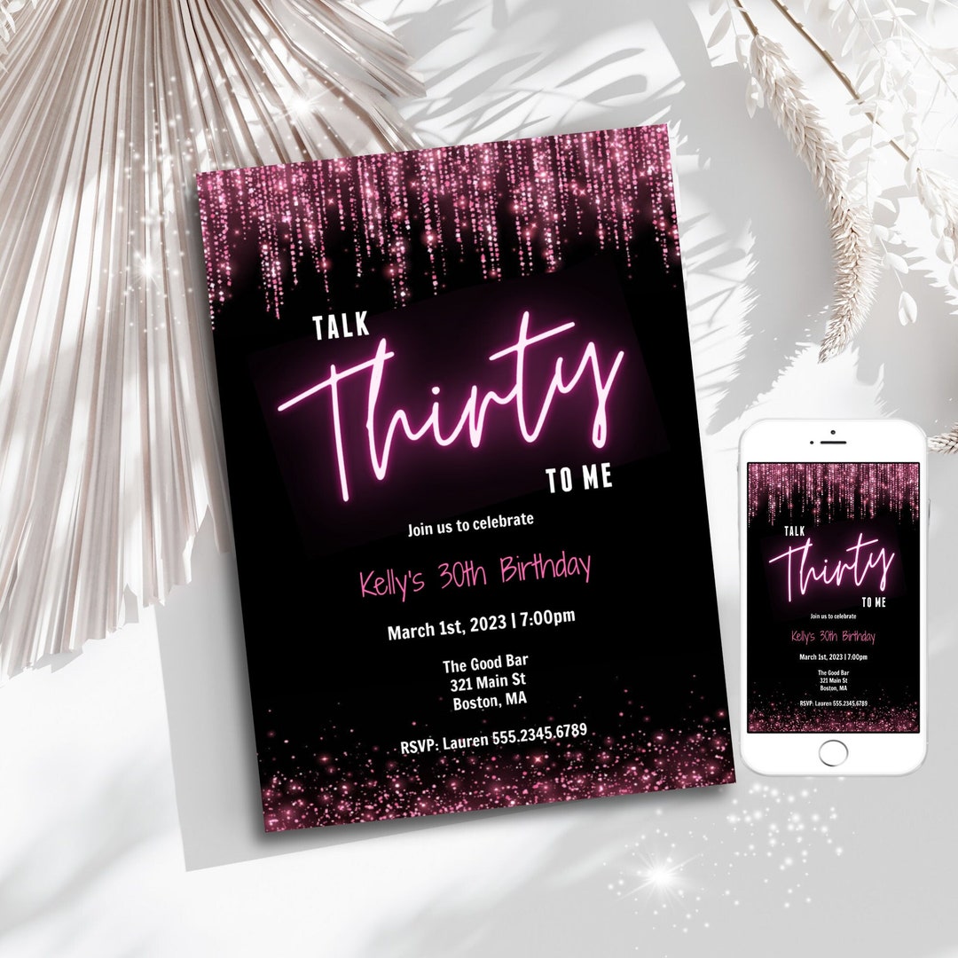 30th Birthday Invitation Talk Thirty to Me Girls Dirty Thirty Party ...