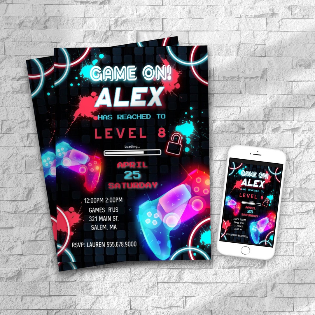Gamer Birthday Invitation, Video Game Birthday Invitation, Printable ...