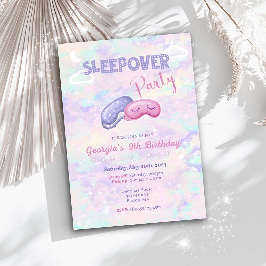 Slumber Party Invitation, Sleepover Birthday Invite, Girls Sleepover ...