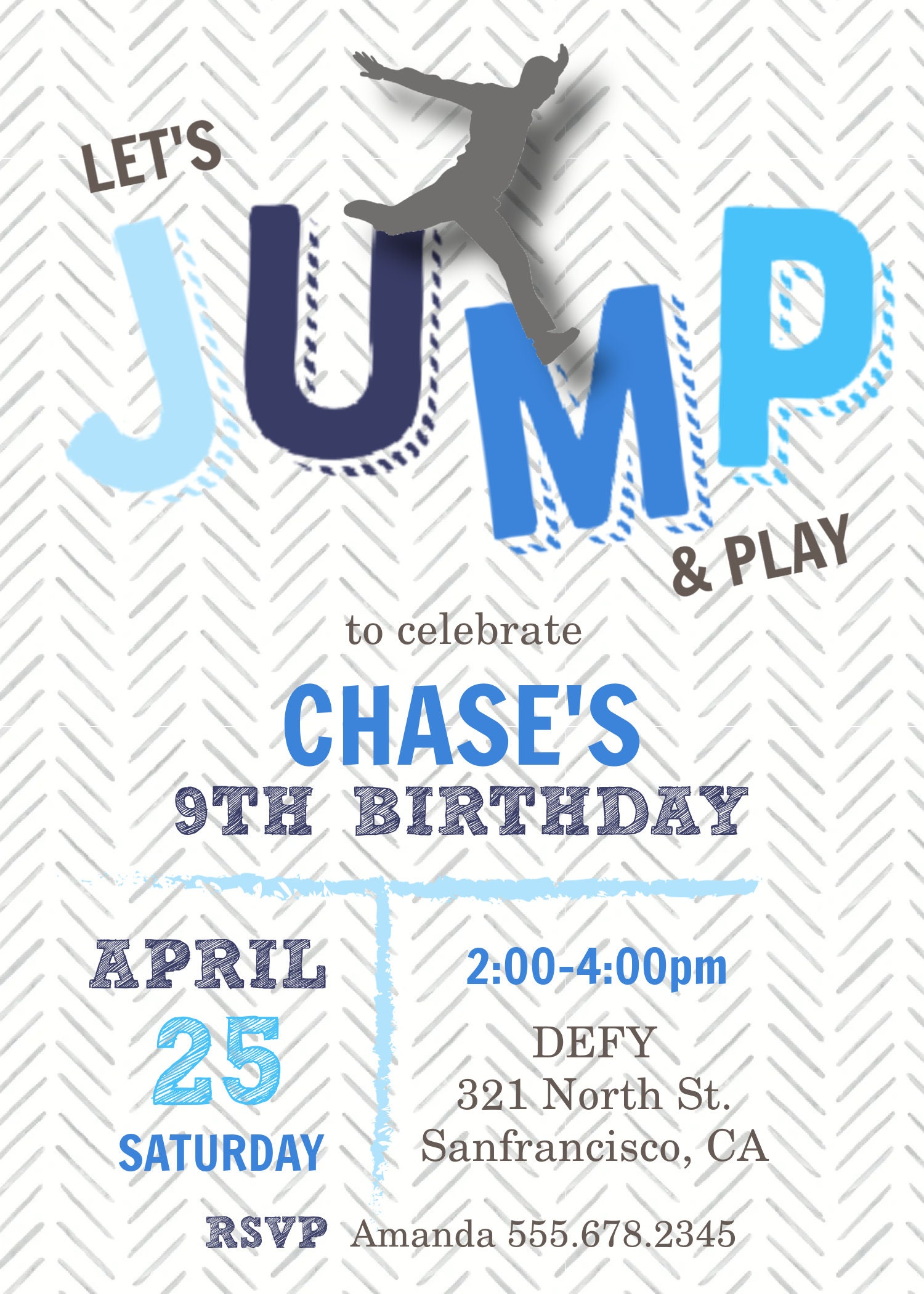 Jump Invitation, Jump Birthday Invitation, Trampoline Party Bounce ...