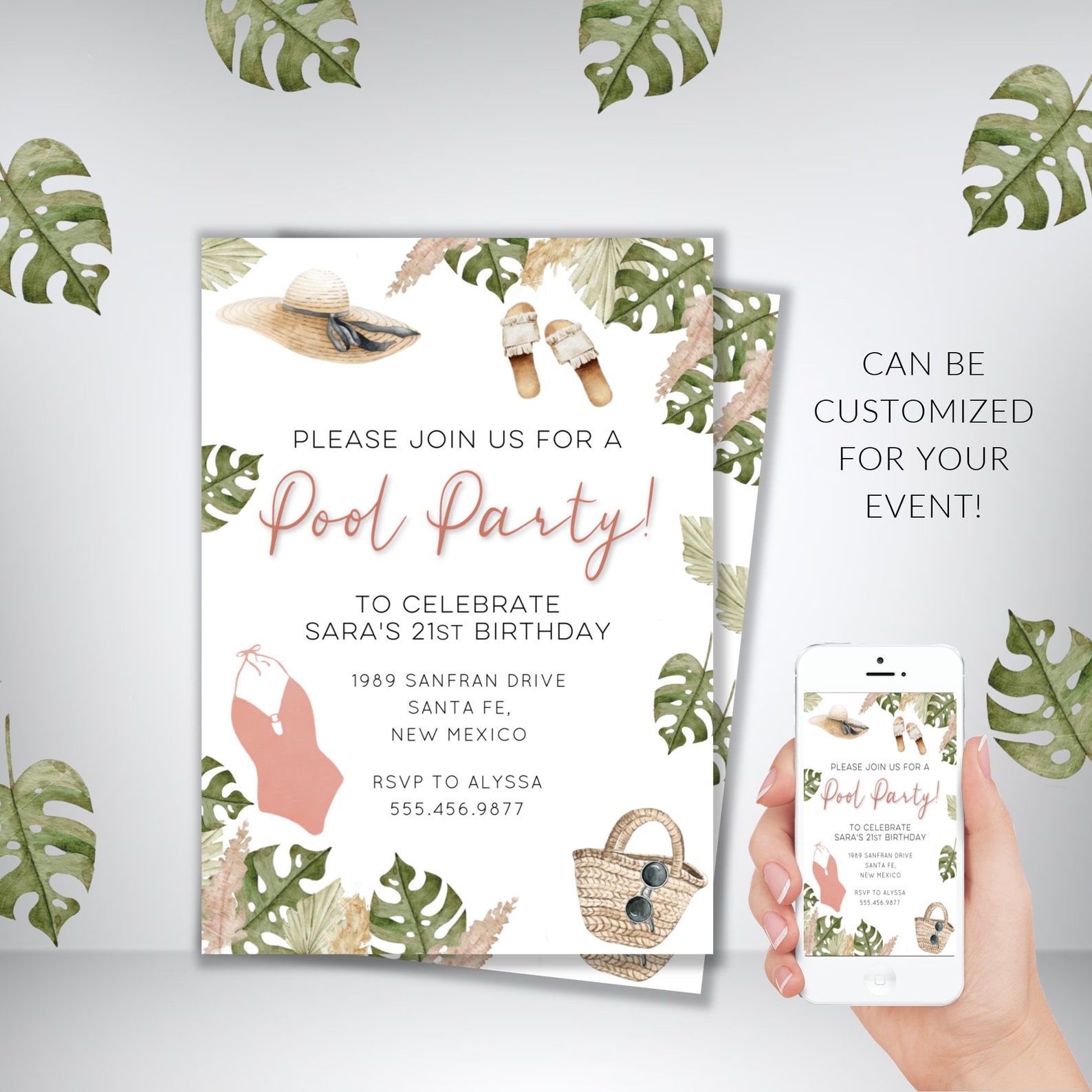 Tropical Pool Party Birthday Invitation Pool Party - Etsy