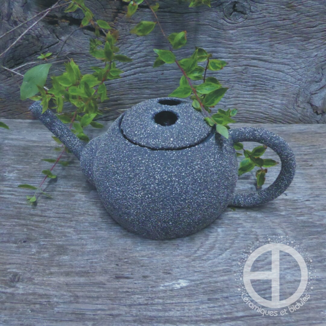 Ceramic Teapot. Enamelled Black Sandstone With - Etsy