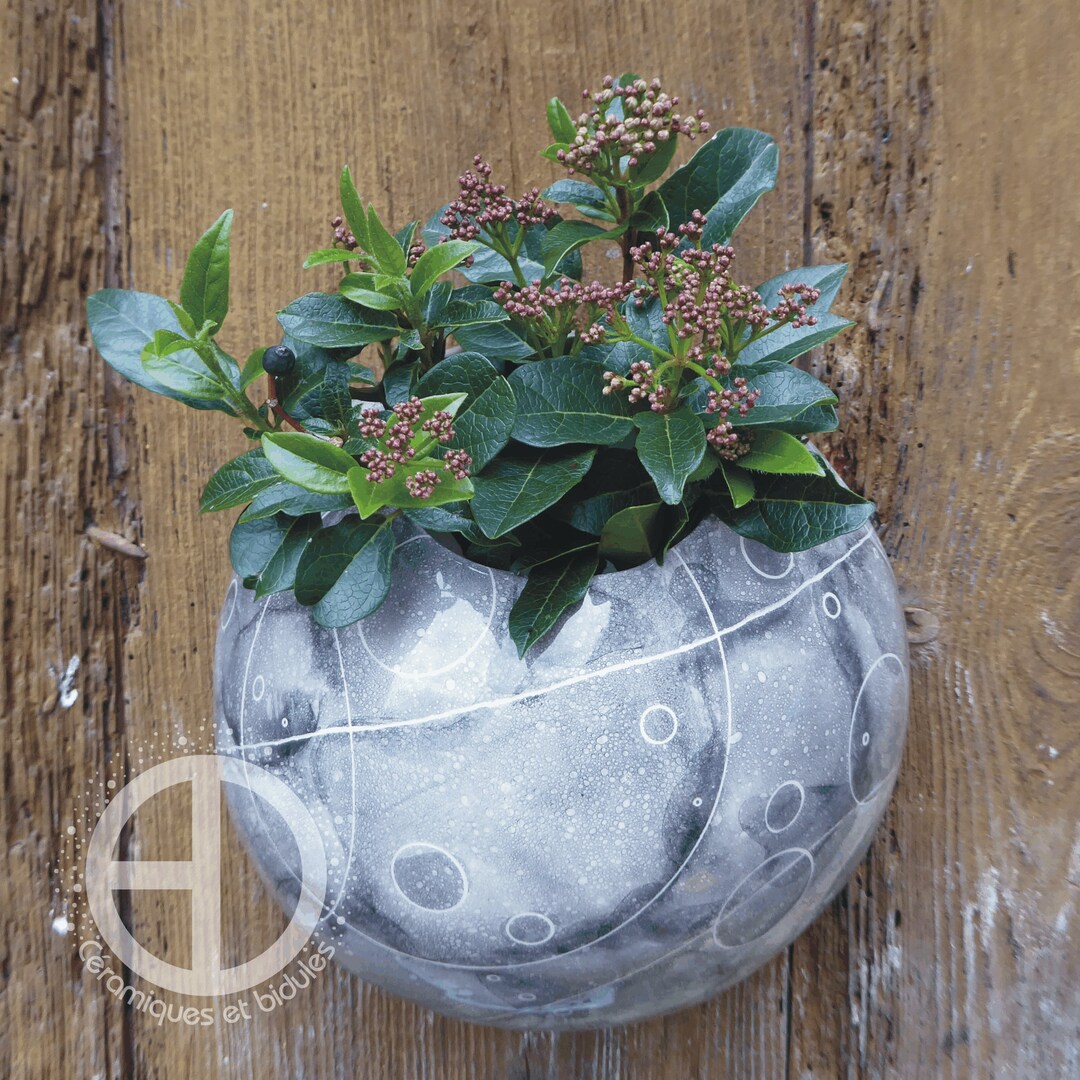 Ceramic Wall Pot. Enamelled Earthenware. Cosmic Bubbles. Unique ...