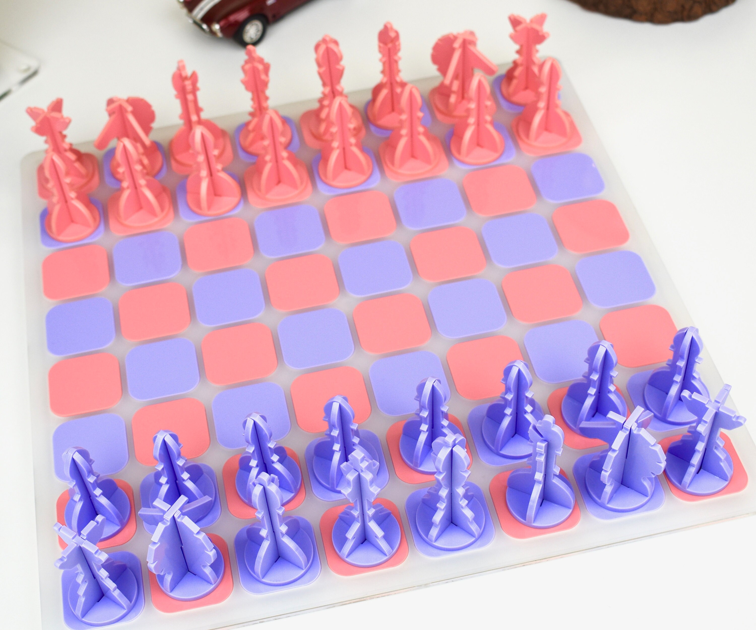 Pink/violet Edition Acrylic Chess Set - Gifts for Her - Designer Chess ...