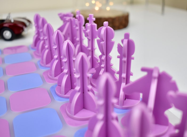 Pastel Pink/blue Acrylic Chess Set - Unique Home Decor - Family ...