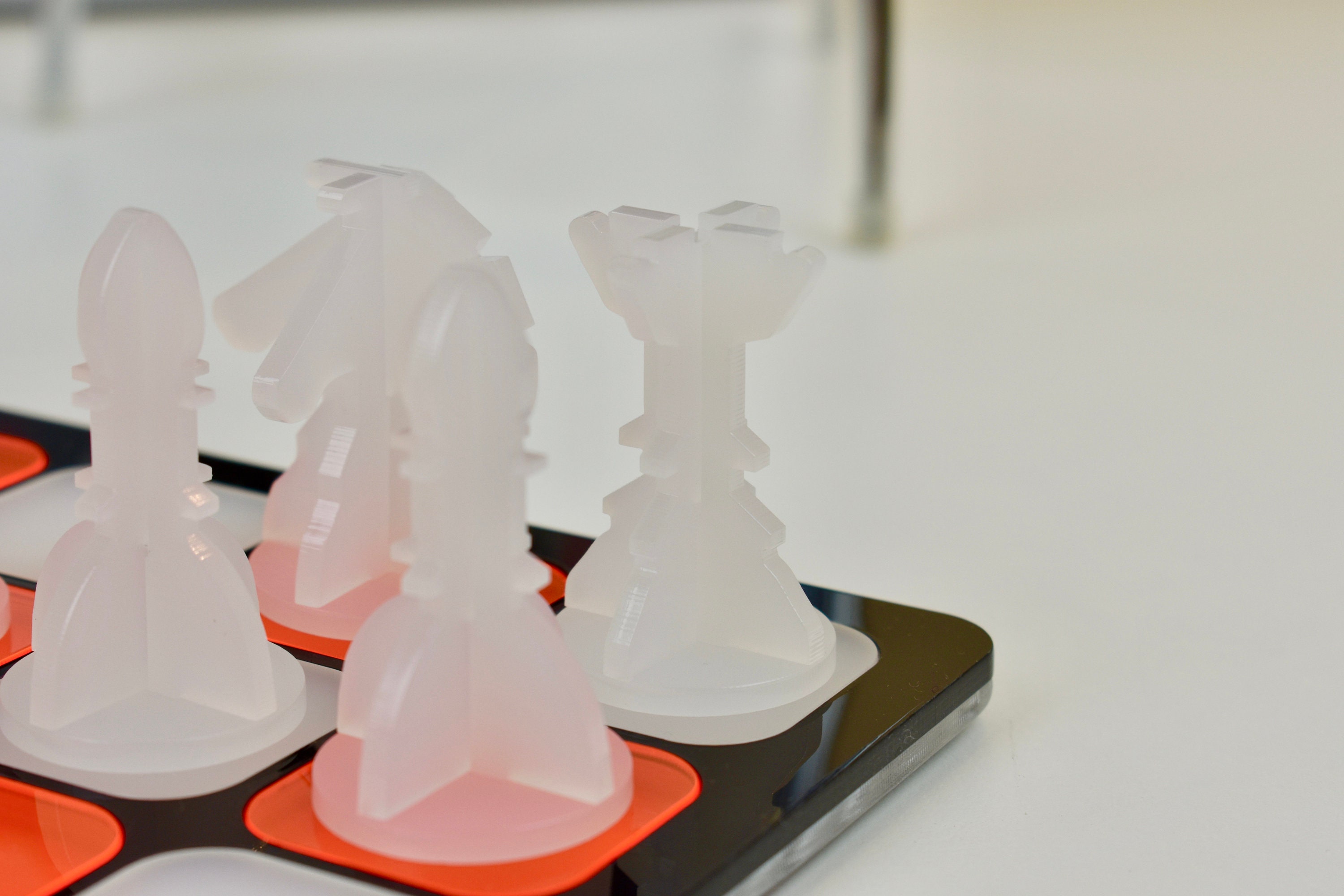 Neon Orange & White Acrylic Chess Set - Christmas Gifts - Coffee Table ...