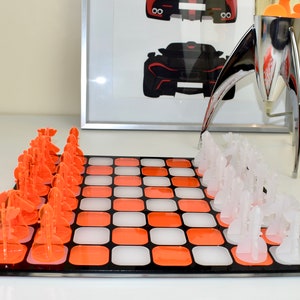 Neon Orange & White Acrylic Chess Set - Christmas Gifts - Coffee Table ...