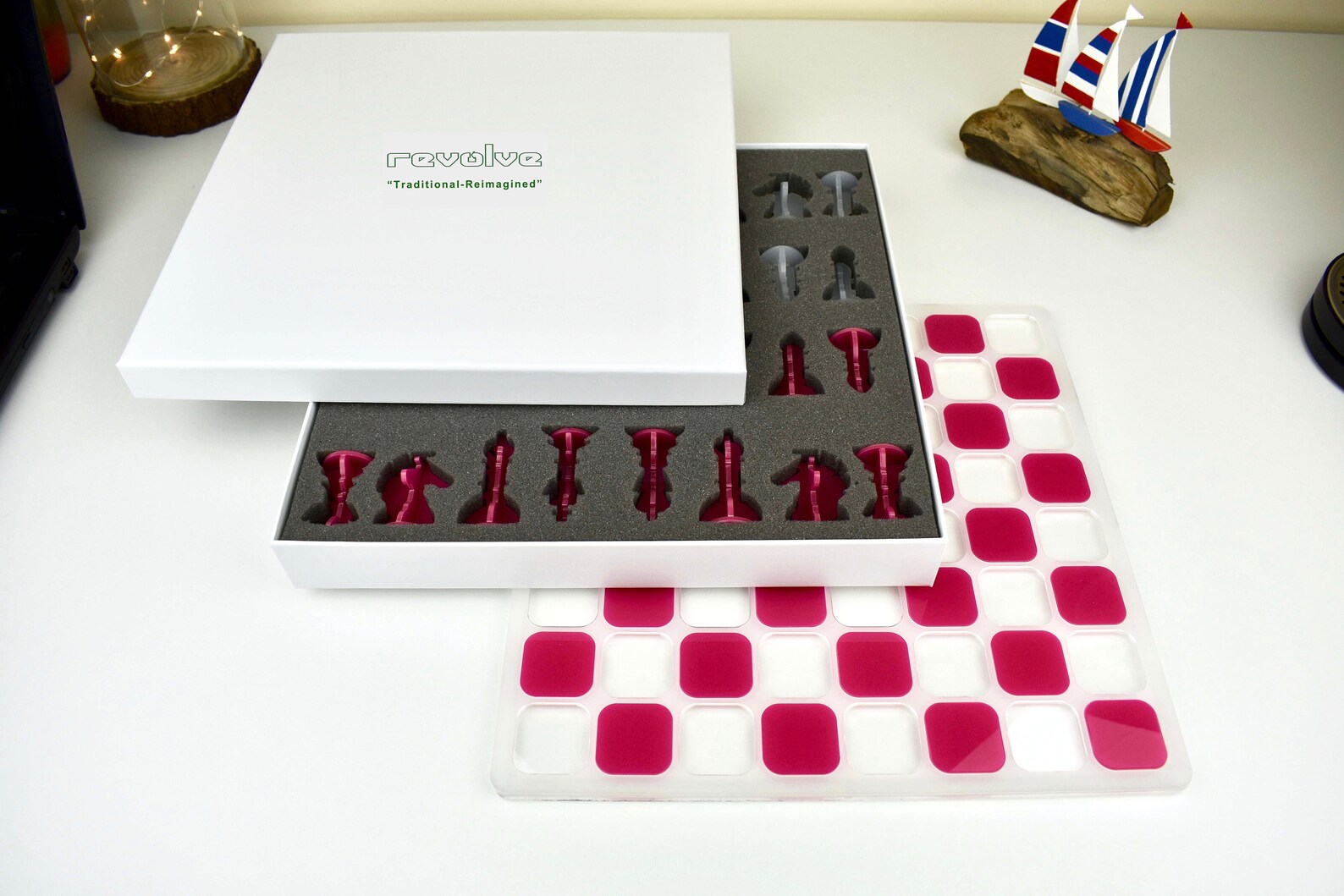 Neon Pink and White Acrylic Chess Set Unique Home Decor - Etsy