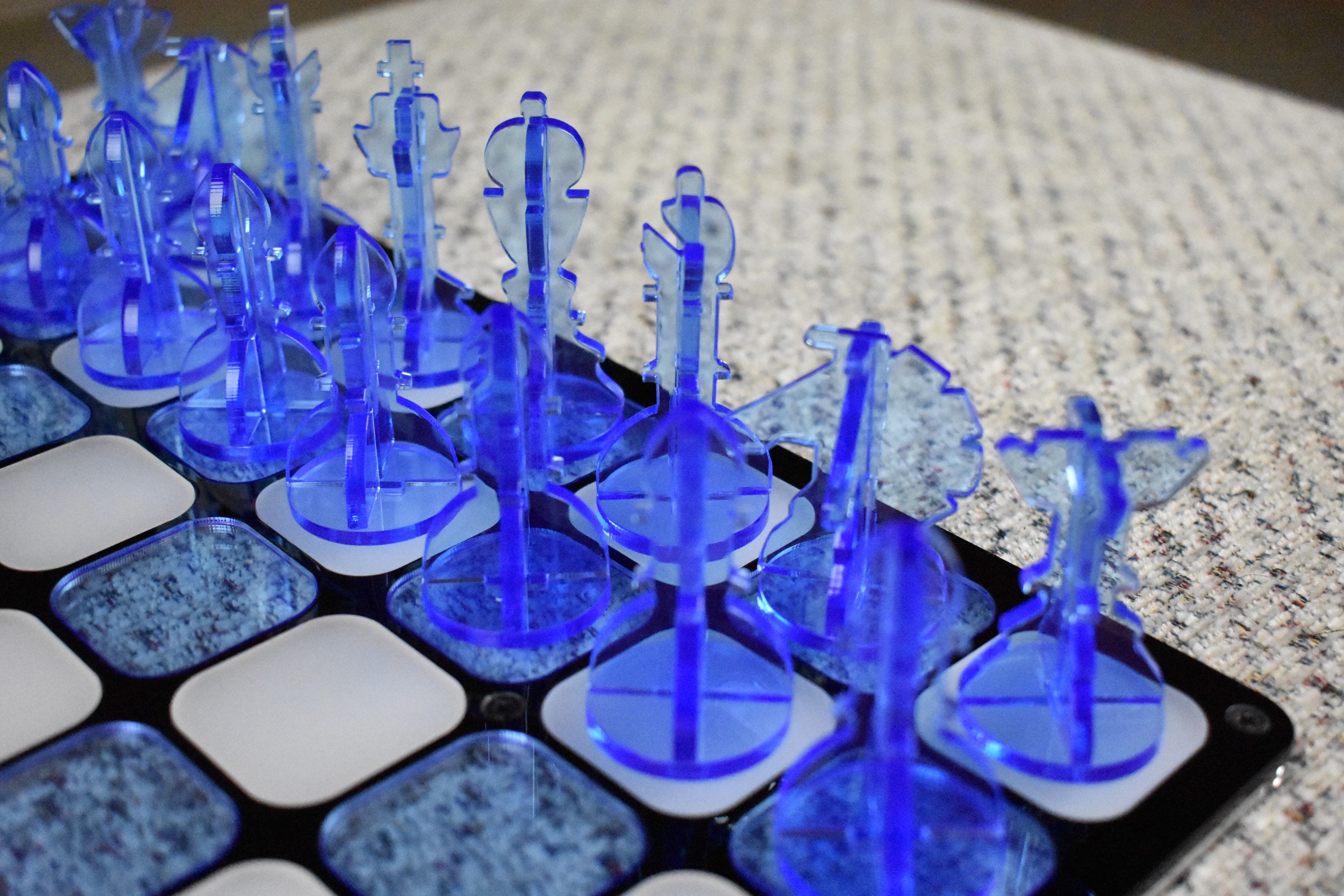 Neon Blue/white Acrylic Chess Set - Modern Office Decor - Father’s Day ...