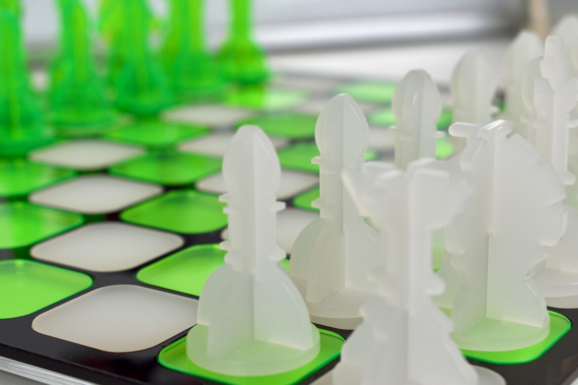 Neon Green/white Acrylic Chess Set Contemporary Home Decor - Etsy