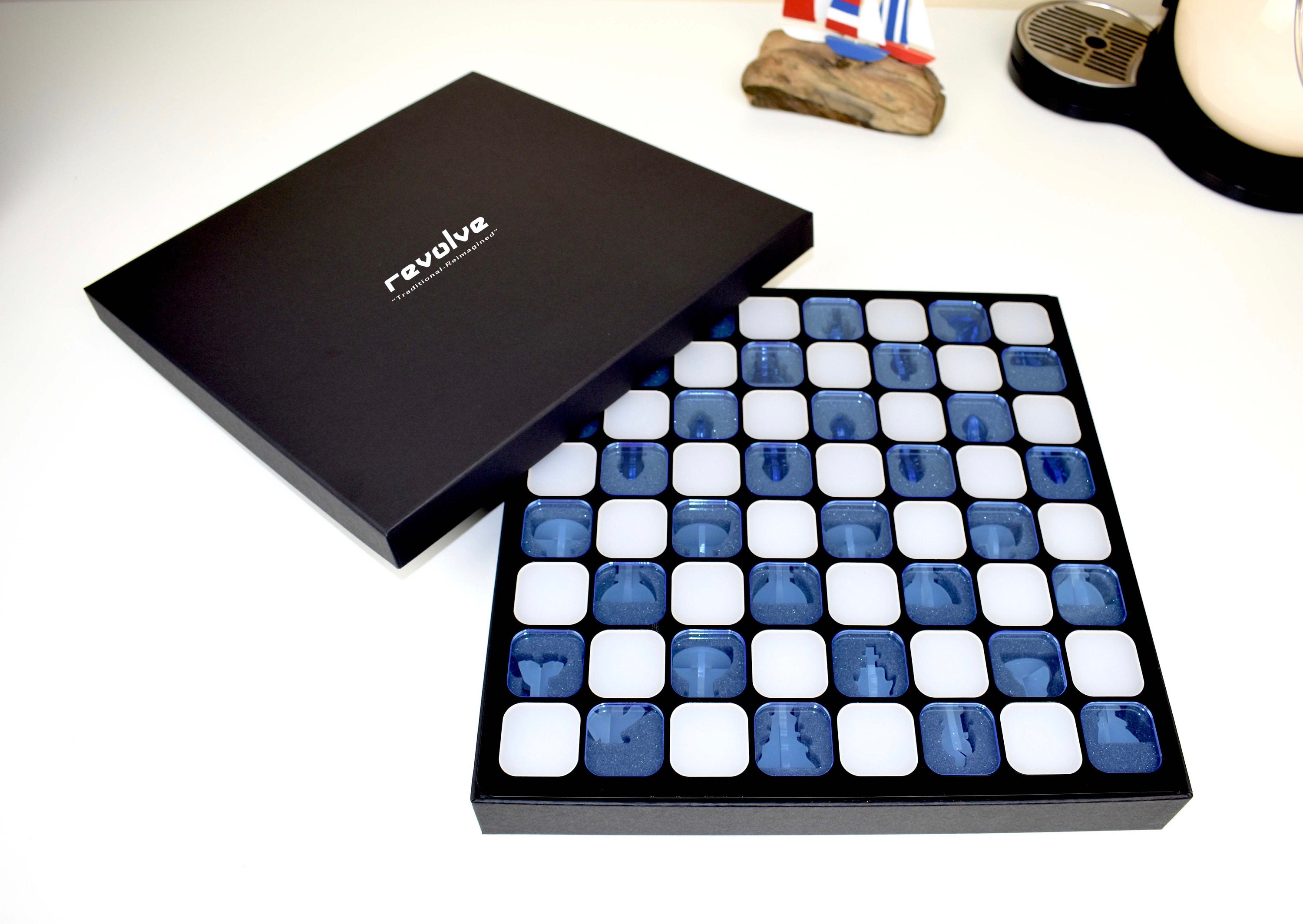 Neon Blue/white Acrylic Chess Set - Modern Office Decor - Father’s Day ...