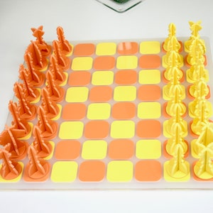 Pastel Orange/yellow Acrylic Chess Set - Handmade Games - Father’s Day ...