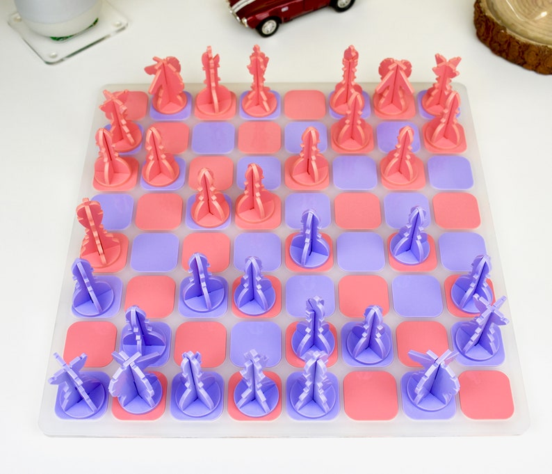 Pink/violet Edition Acrylic Chess Set - Gifts for Her - Designer Chess ...
