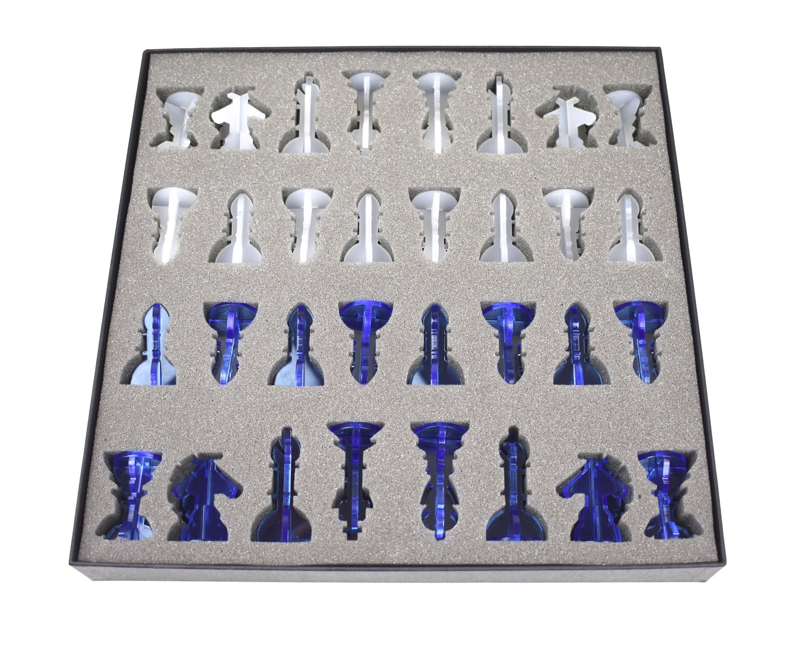 Neon Blue/white Acrylic Chess Set - Modern Office Decor - Father’s Day ...