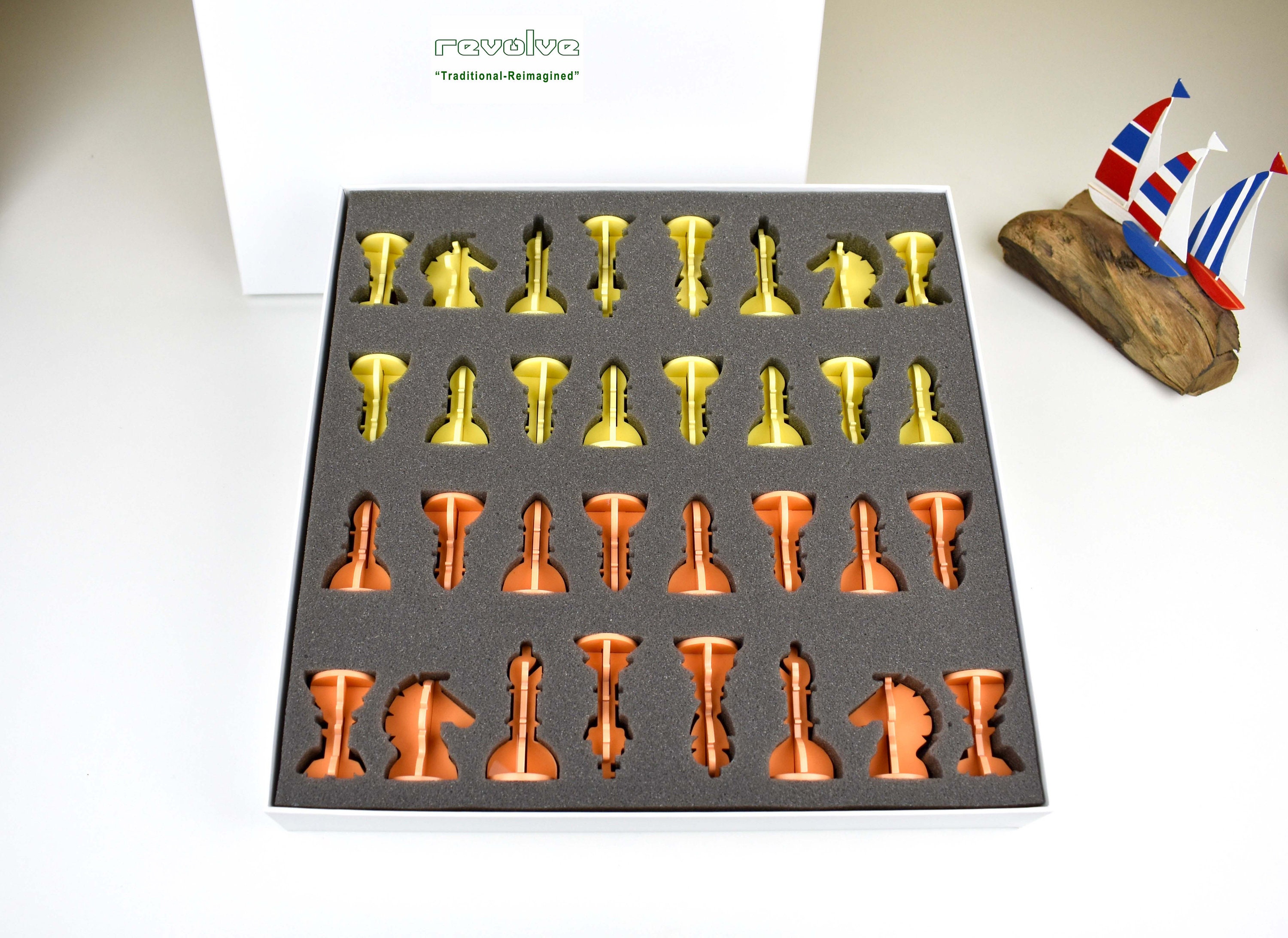 Pastel Orange/yellow Acrylic Chess Set - Handmade Games - Father’s Day ...