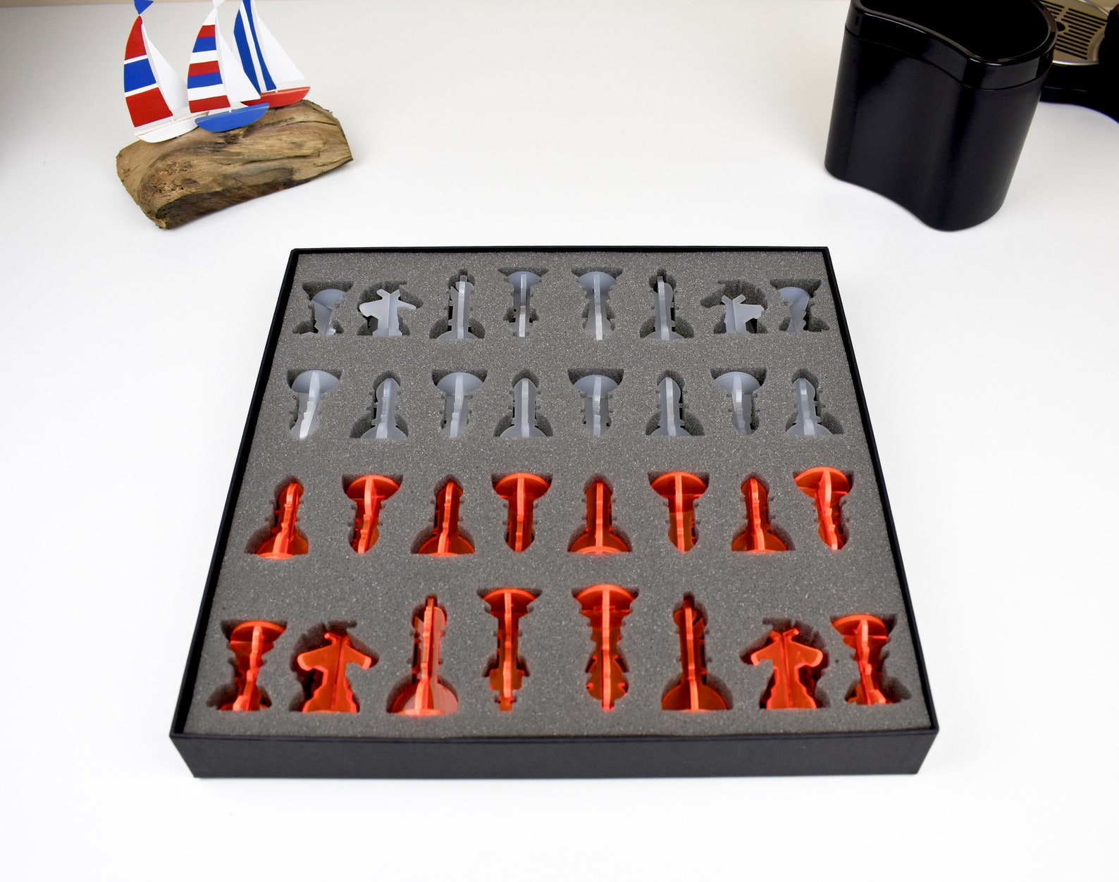 Neon Orange & White Acrylic Chess Set Christmas Gifts Coffee Table ...