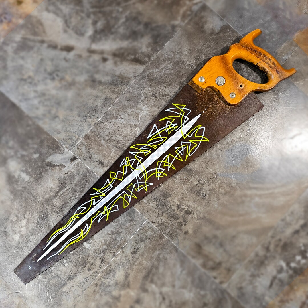 Pinstriped Saw, Hand Painted, Silver Leaf,vintage Tool, Vintage Saw ...