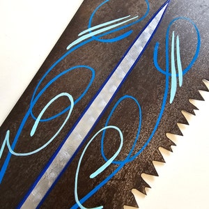 Pinstriped Saw, Hand Painted, Silver Leaf, Vintage Tool, Vintage Saw ...