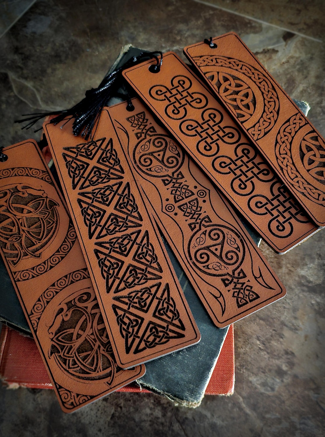 Leather Celtic Style Bookmarks, Leather Celtic Bookmarks, Viking ...