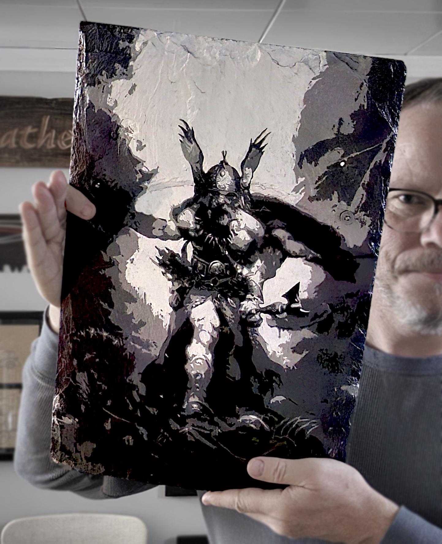 Hand Painted Black Slate Tile, Frank Frazetta Art, One of a Kind ...