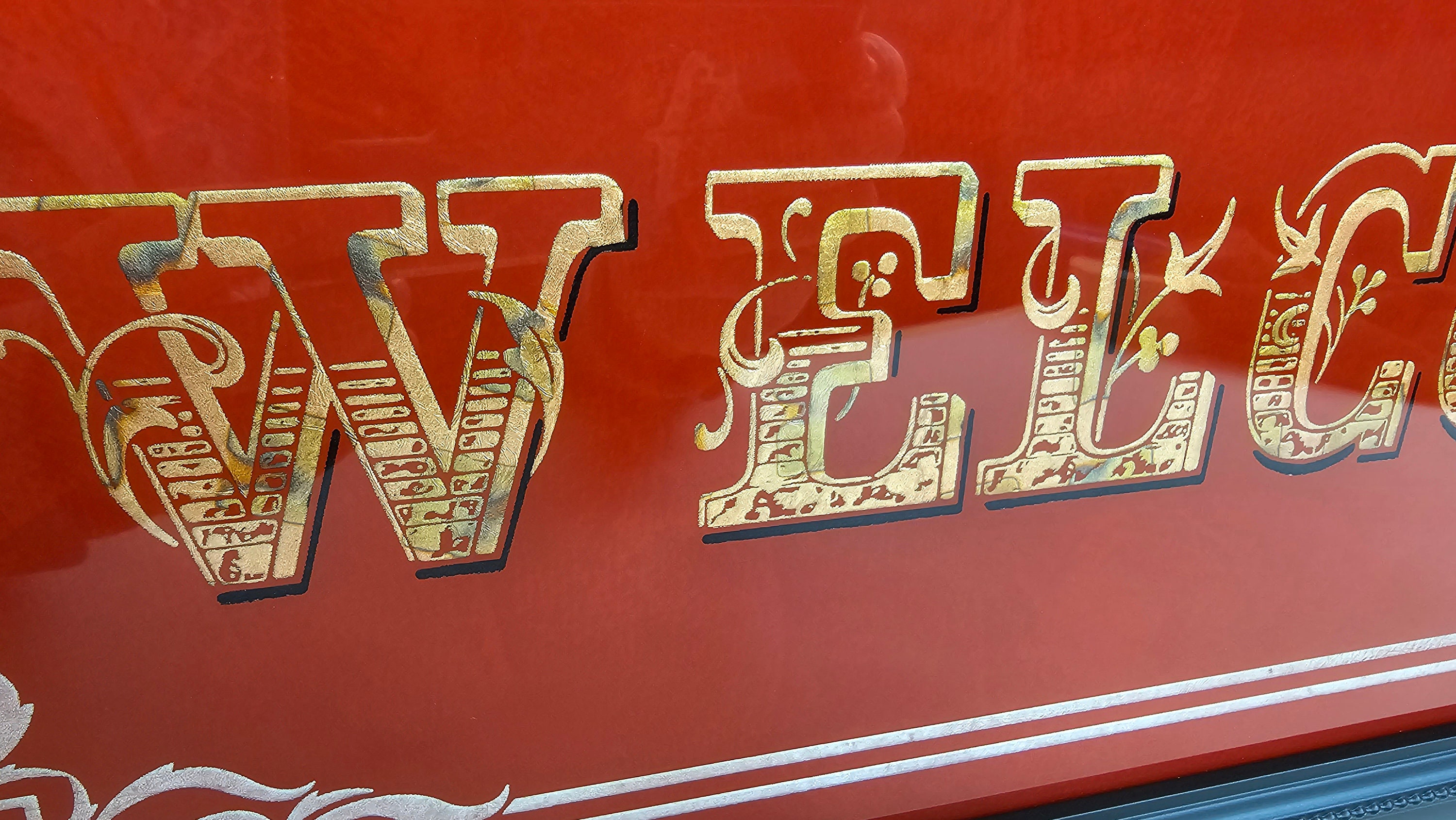 Welcome Sign, Reverse Glass Painting, Gilding, Glass Art, Laser ...