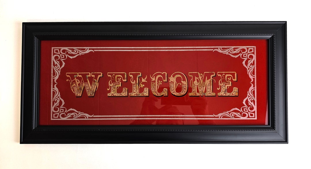 Welcome Sign. Reverse Glass Painting Gilding Crass Art - Etsy