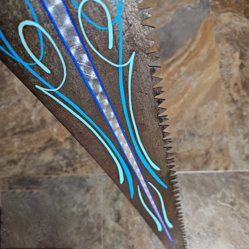 Pinstriped Saw, Hand Painted, Silver Leaf, Vintage Tool, Vintage Saw ...