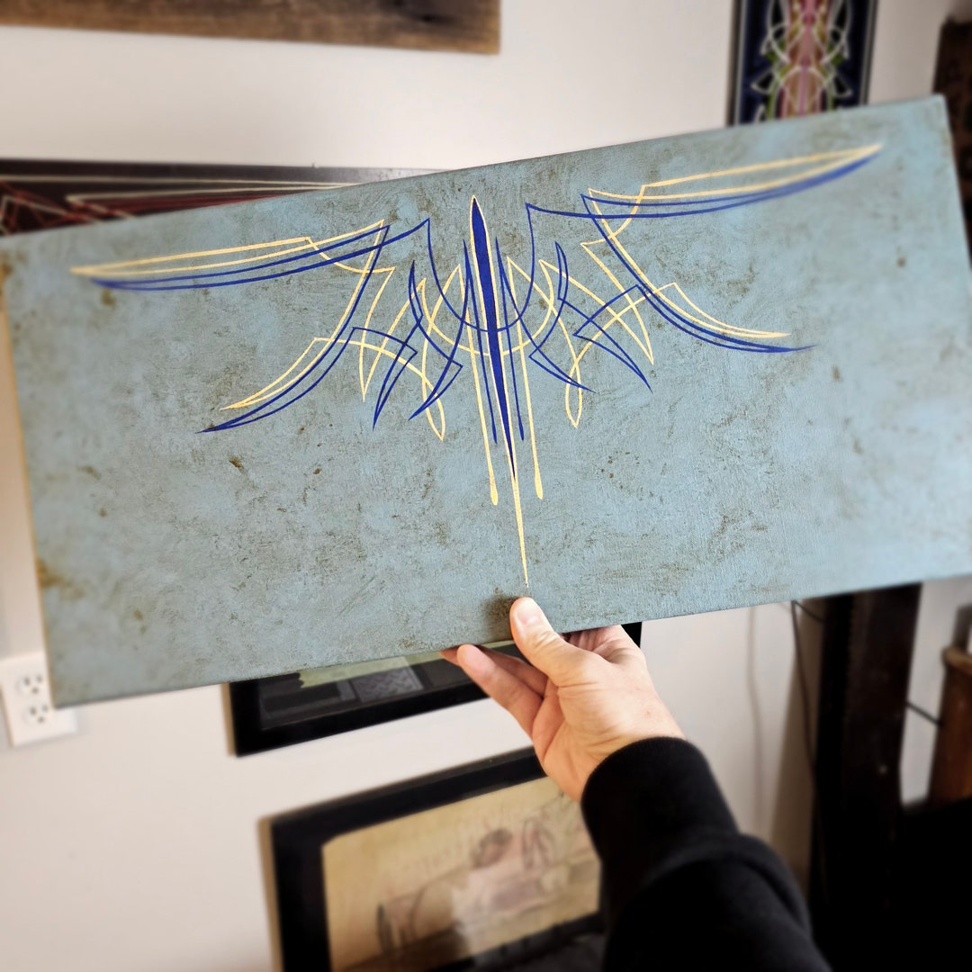 Pinstripe Art on Canvas, Painting, Pinstriping, Patinaart, Blueart, Car ...