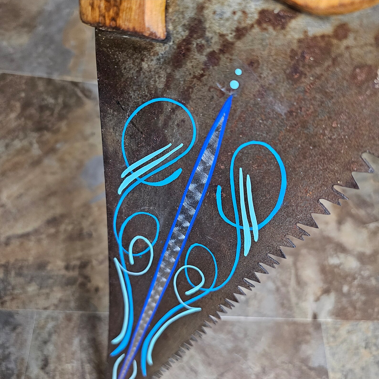 Pinstriped Saw, Hand Painted, Silver Leaf, Vintage Tool, Vintage Saw ...